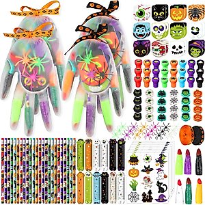 Chrisfall 242 Pcs Halloween Trick or Treat Party Favors Halloween Stationery Set Trick or Treat Gifts Bulk Halloween Goody Bag Fillers Stuffers for Classroom Prizes Trick or Treat Party Supplies