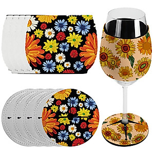 ZUYYON 10 Pcs Sublimation Blank Wine Glass Sleeve and Base Cover Set Neoprene Insulated Wine Glass Cover Sublimation Drink Sleeve Holder for Wine Glass Sublimation Ornaments Supplies