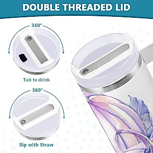 ODAWA 40oz Pastel Pumpkin Insulated Tumbler Cup with Straw and Handle, Vacuum Insulated Tumbler