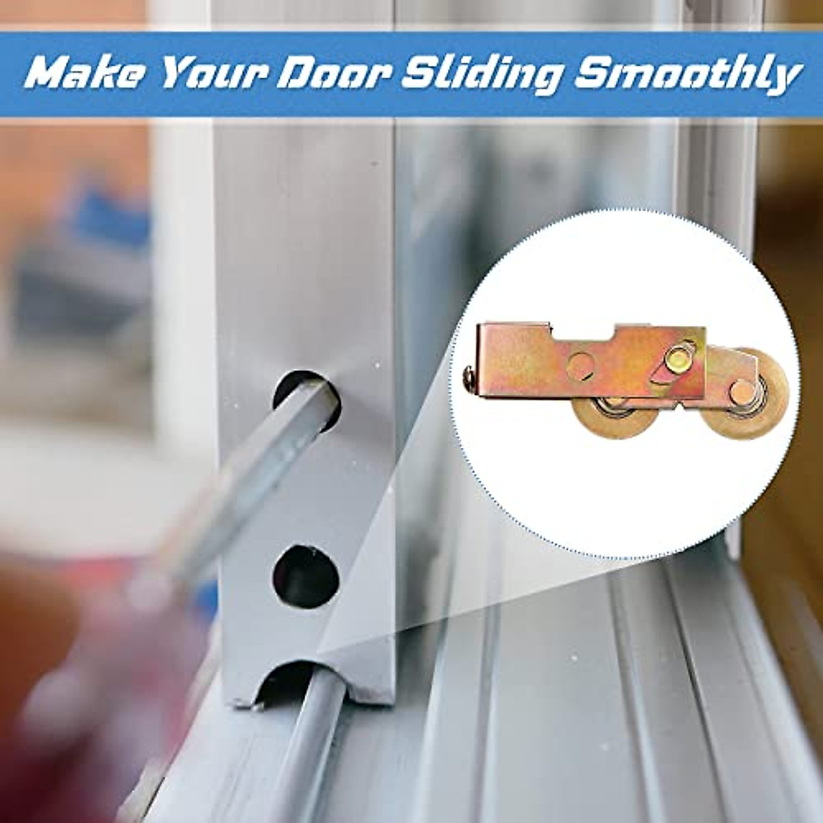 Sliding Patio Door Rollers 1-1/4 Inch Sliding Door Tandem Roller Assembly Sliding Glass Door Rollers Replacement Sliding Door Wheel Replacement, for Sliding Glass Door Screen Door Gate Window (2 Pack)