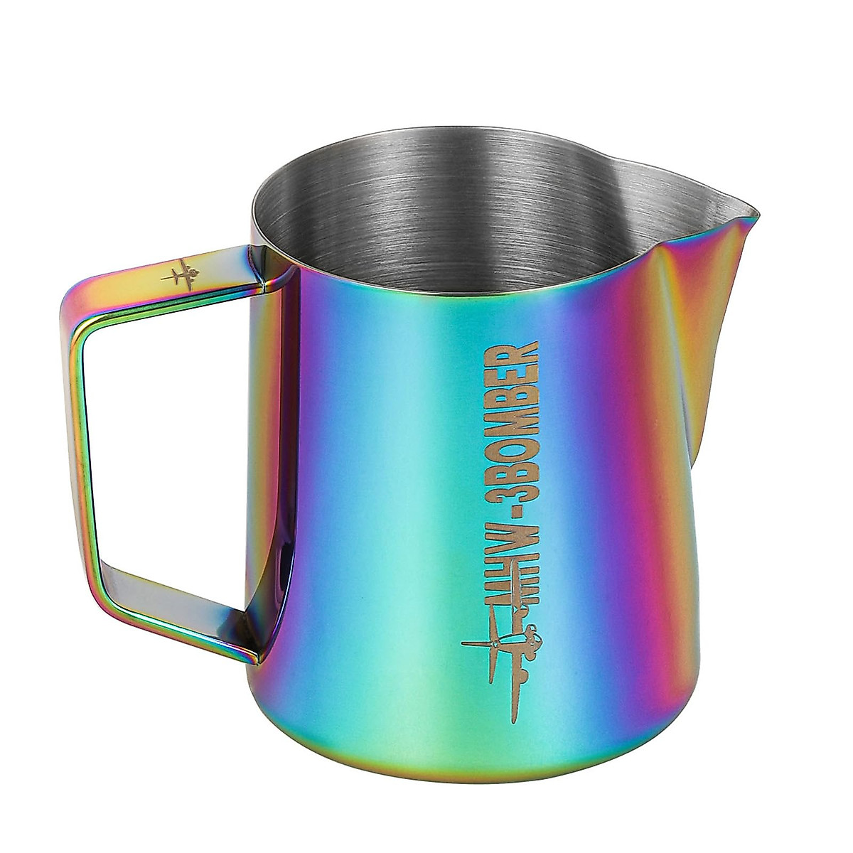 MHW-3BOMBER Milk Frothing Pitcher 16.9oz/500ml Latte Art Pitcher Stainless Steel Espresso Steaming Pitcher Colorful Barista Milk Jug P5911C