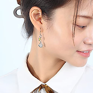 Ginkgo Leaf Earrings Hypoallergenic Titanium Dangle Earrings For Women, Sparkly Cubic Zirconia Enamel Drop Earrings Lightweight Handmade, Pure Titanium Earrings Hooks for Sensitive Ear