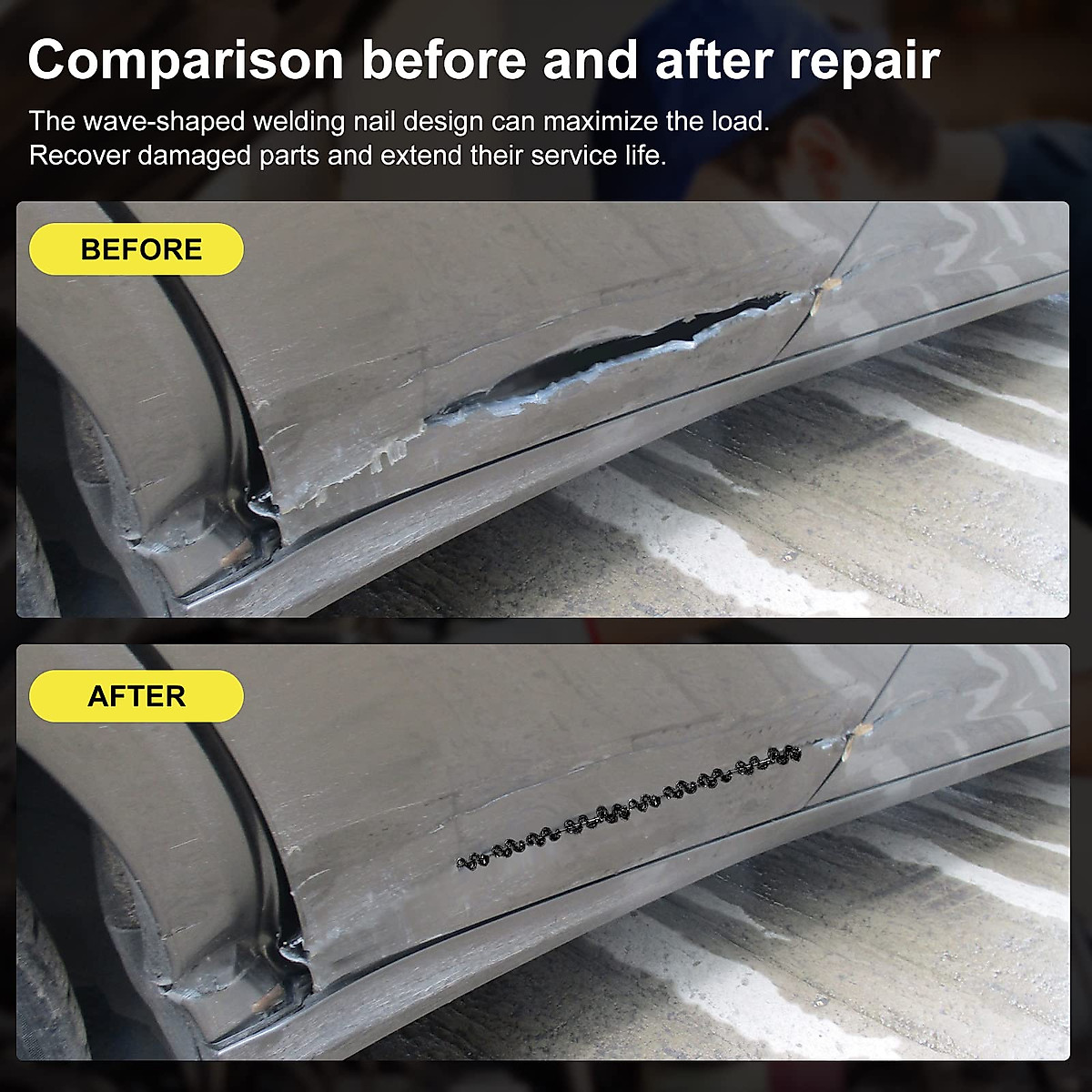 100W Plastic Welding Kit, 3s Quick Heating Plastic Welder Gun w/ 4 Types 600Pcs Staples, Hot Stapler Welding Repairing Crack Machine for Car Bumper Repair