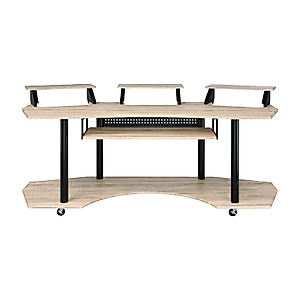 Acme Eleazar Wooden 4-Shelf Music Recording Studio Desk in Natural Oak