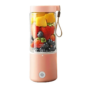 Ocean1 Portable Blender Pro, 6-Blade Personal Blender with 4500mAh Battery, 420ml Cup, 50 Cups/100% charge, USB Type C Rechargeable, Stainless Steel Blades, BPA Free (Pink)