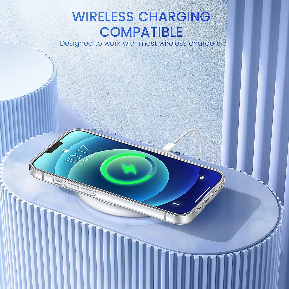 Caka iPhone 12 Pro Case, Glitter with Liquid Sparkle, White Mineral Oil, TPU Material, Wireless Charging Compatible, Silver (6.1 inches)