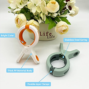 8 Pack Beach Towel Clips for Beach Chairs Cruise, Beach Chair Clips for Towels Lounge Chairs Pool Towel Holder, Large Clips Plastic Clothespins Clamps for Hanging Clothes in Bright Color(White,Green)