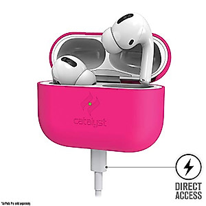 Slim Case for AirPods Pro by Catalyst - Skin for Apple AirPods Pro Charging Case, Interchangeable Colors, Protective Cover Soft Skin, Compatible Wireless Charging - Neon Pink