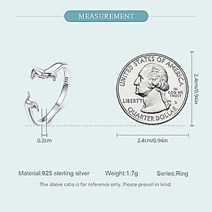 MUNDELL 925 Sterling Silver Cute Dachshund Open Rings Puppy Dog Adjustable Rings for Women Animal Stacking Rings Statement Rings Fine Jewelry