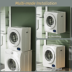 ROVSUN Portable Clothes Dryer, 110V 850W High End Front Load Laundry Tumble Dryer, 1.5 cu.ft Electric Dryer with Stainless Steel Tub & LCD Touch Panel for Apartment, Dorm