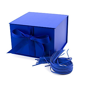 Hallmark 7" Gift Box with Lid and Paper Fill (Dark Blue) for Christmas, Hanukkah, Father's Day, Birthdays, Baby Showers and Graduations