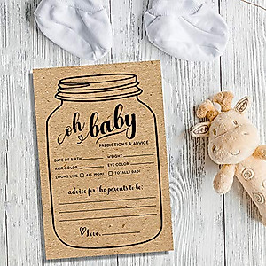 30 Pack Baby Shower Advice Cards- Kraft Advice and Prediction Cards for Gender Neutral Baby Shower Games