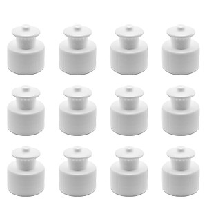 JCBIZ 12PCS White Push Pull Caps Bottle Caps Water Push Pull Lids for Water Bottles