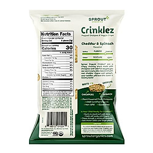 Sprout Foods Inc Organic Baby Food Toddler Snacks Crinklez, Cheesy Spinach, 1.48 Oz, Pack Of 6