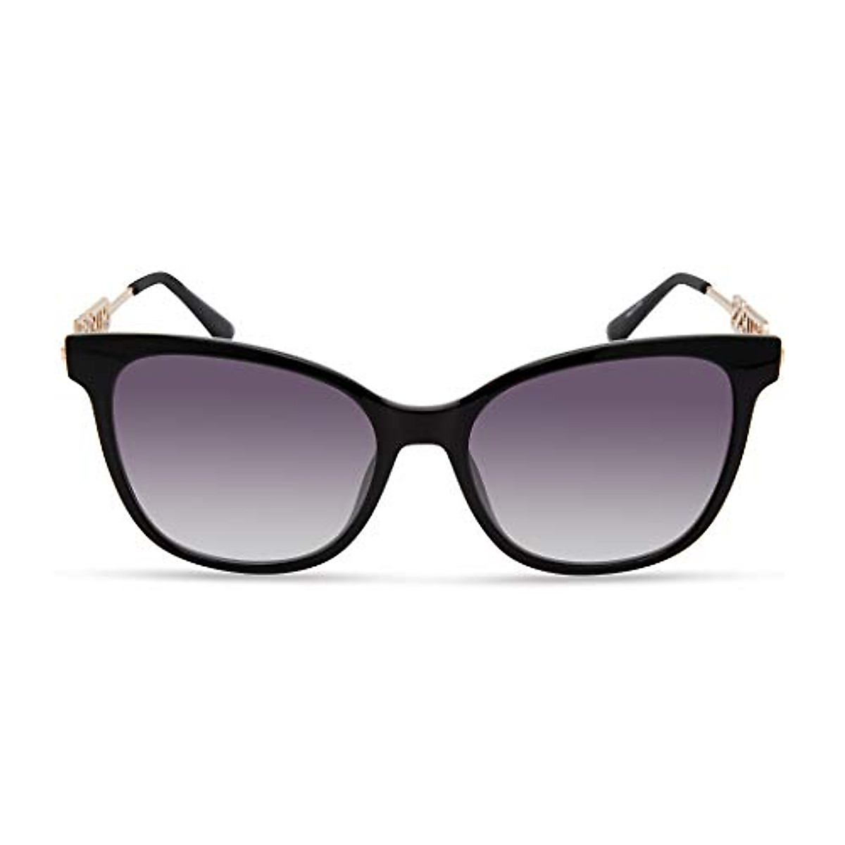 GUESS Women's Metal Logo Square Sunglasses, Shiny Black, 56mm