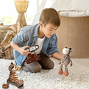 6 Pieces Safari Stuffed Animals Plush Jungle Animal Toys Set for Boys Girls, Cute Lion Elephant Zebra Giraffe Tiger Monkey for Animal Themed Parties Student Award Christmas (Cute Style)