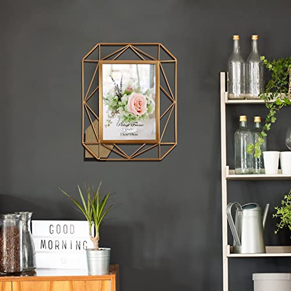 QUTREY Picture Frame 5x7 Set of 2, Metal Photo Frames 5 by 7 for Tabletop Display or Wall Mounting Decor