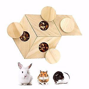 FOREST LANGUAGE Wooden Enrichment Foraging Toy 4Pcs Mental Stimulation Toy for Hamster,Guinea Pig,Rabbit,Chinchilla Enrichment Forging Toys