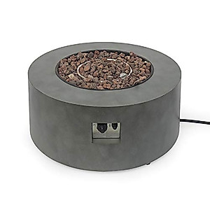 Catherine Outdoor Round Fire Pit with Tank Holder, Concrete