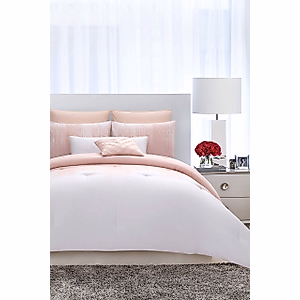 Vince Camuto - Full/Queen Duvet and Sham Set - Abstract Brushstroke Pattern - Lyon Collection - Blush/White