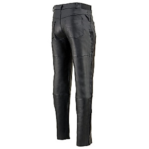 Milwaukee Leather SH1150 Men's Black Leather Motorcycle Over Pants with Jean Style Pockets - 42