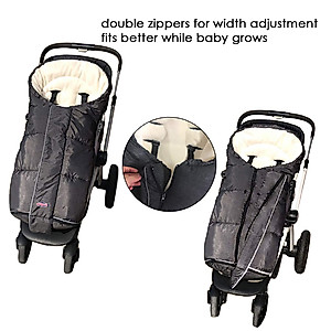 Width Adjustable Universal Stroller Footmuff Designed for Baby Grows,Waterproof High Performace Stroller Bunting Bag,Beige