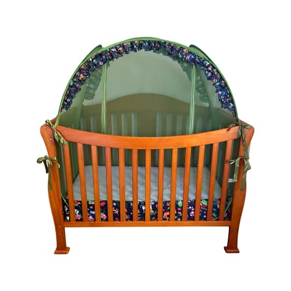 Magnolia Honey Baby Crib Tent - Pop Up Mesh Canopy - Breathable Mosquito Net - Cute Jungle Design - Keep Toddler from Climbing Out - Fits All Standard Cribs - Portable - Easy to Install
