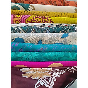 Rajbhoomi 25 Pieces of Vintage Silk Remnants, Silk Fabric Scraps, Easter Egg Dyeing Silk Scraps, Silk Recycled Craft Fabric (8" X 8" Inches)