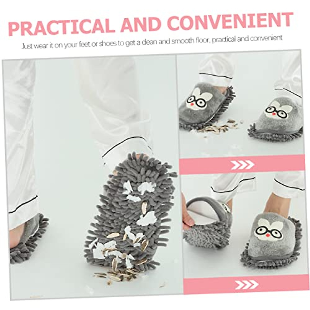 VILLCASE 1 Pair Mop Slippers Cute Slippers Microfiber Mops Cleaning Mops Floor Cleaner Microfiber Shoes Cover Cleaning Slipper Cartoon Mopping Slipper Cartoon Mop Slippers Winter Slipper