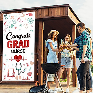 Labakita Congrats Grad Nurse Door Banner, Congrats Nurse Door Cover, Nurse Graduation Decorations, Medical School Nurse BSN RN Graduation Ceremony Decorations