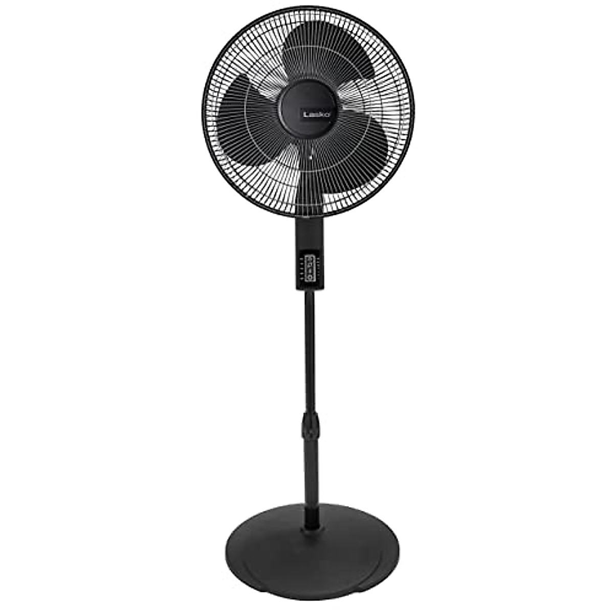 Lasko Oscillating Pedestal Fan, Thermostat, Adjustable Height, Remote Control, Timer, 4 Speeds, for Bedroom, Living Room, Office & Dorm, 16", Black, S16612