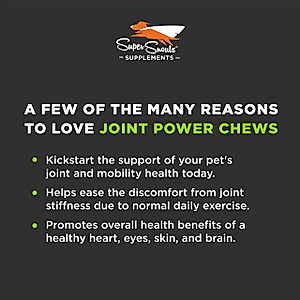 Super Snouts Joint Power – 60 Soft Chews – Joint Supplement for Dogs and Cats with Green Lipped Mussel Helps Ease Discomfort & Stiffness– Made in The USA