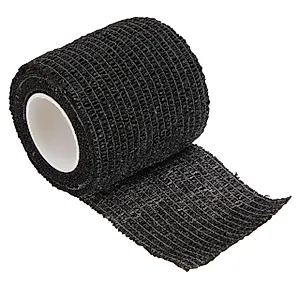Juvale 12-Rolls Self Adhesive Bandage Wrap, Vet Tape - 2 in x 5 Yds Breathable, Elastic Cohesive Wrap Tape for Wrist, Swelling, Sports, Tattoo (Black)