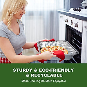 fohuas Disposable Aluminum Foil Pans 13x9 IN, 24 Packs Sturdy Half Size Deep Steam Table Pans Freezer,Oven Portable Food Storage Containers for Baking, Cooking, Roasting & Reheating(9x13x2.5)