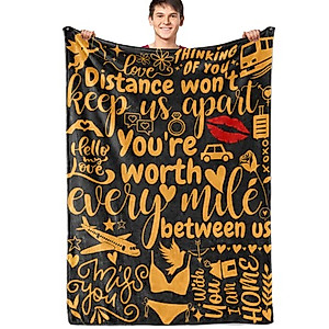 InnoBeta Long-Distance Relationship Gifts, You’re Worth Every Mile Between Us, Man Blanket for Husband, Boyfriend, Lovers, for Long Distance, Soft Throw Blanket 50"x65"