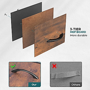 SMUG Dresser for Bedroom Cabinet Organizers Wood Top Table Furniture with 8 Fabric Storage Tower Unit, Chest of Drawers for Closet, Living Room, Hallway, Porch, Rust Brown