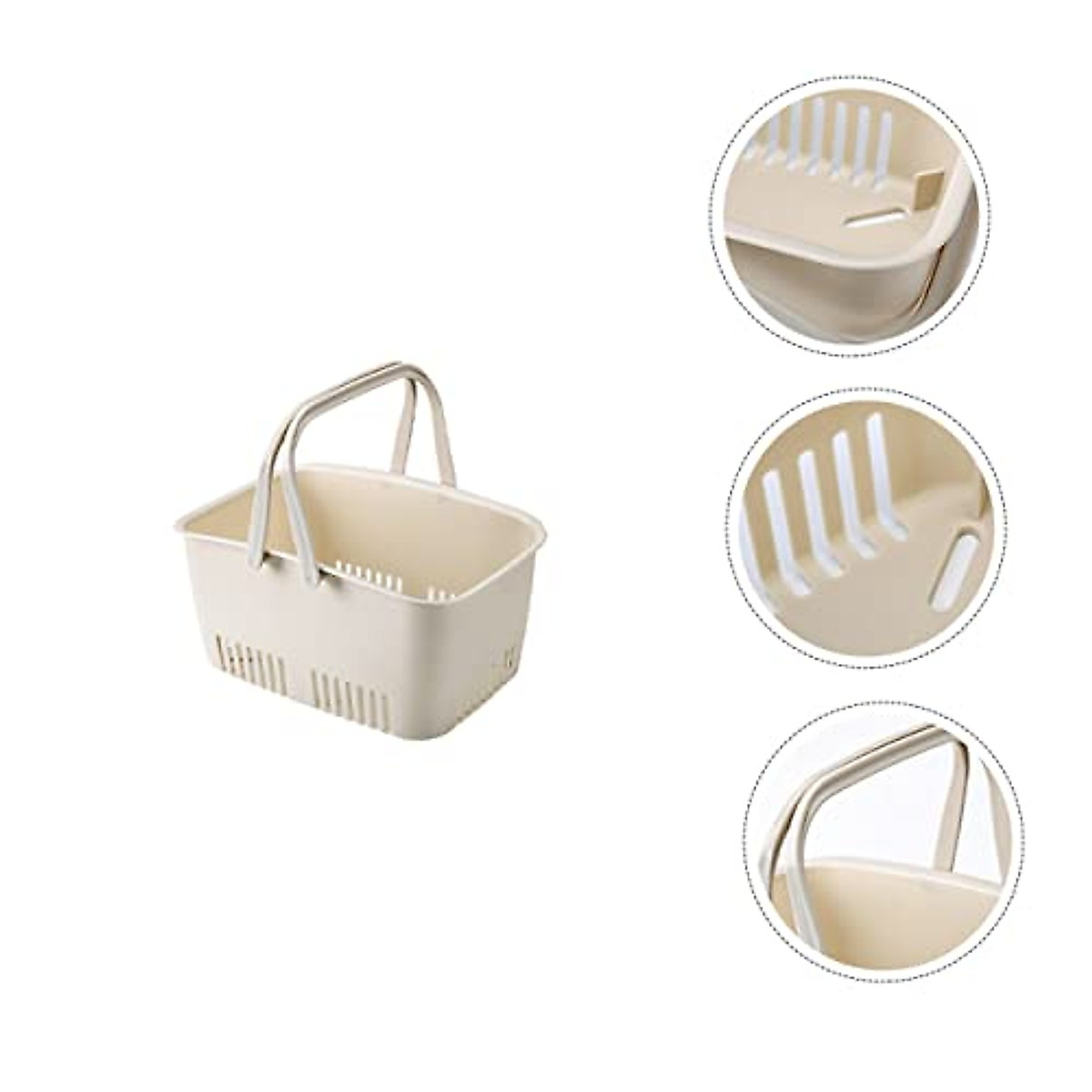 Levemolo Holder Container Tote Caddy Shower Storage Organizer Bathroom Serving Hollow Bath Plastic Food Handle with Sundries Household Toiletries Bathing Tray Basket Handheld Beige Fruit