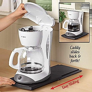 HauSun Kitchen Appliance Sliding Caddy Sliding Coffee Maker Tray Mat, Countertop Storage for Air Fryer Blender Stand Mixer Kitchen Appliances,Sliding Shelf with Smooth Rolling Wheels,2 Sets