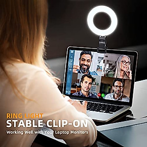 Ring Light for Computer Video Conference Lighting - Laptop Ring Light with Clip and Tripod for Zoom Meeting, Video Calls, Webcam Lighting, Online Learning, Live Streaming, Self Broadcasting