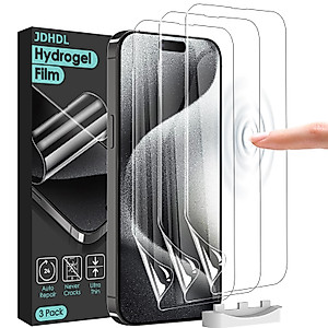 JDHDL Screen Protector [3 Pack Soft Hydrogel Film for iPhone 15 Pro/15, Upgraded Non-breakable Flexible TPU]