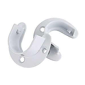 U Shape Shower Rod Holder 4pcs Curtain Rod Bracket Stainless Steel Closet Rod Holder 1" & 1-1/4" Diameter Heavy Duty Pole Flange Socket Black White