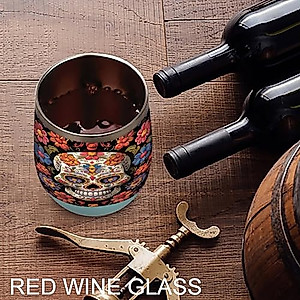 WYUSPGK 304 Stainless Steel Insulated Cup, Sugar Skulls Print Smooth Rim, Durable & Reusable - Perfect for Office, Home, And Travel