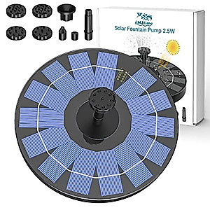 AMZtime 2.5W Solar Bird Bath Fountain Pump, Solar Water Fountain Pump for Bird Bath with 6 Nozzles, Solar Powered Water Fountain Pump for Bird Bath,Garden, Ponds, Pool, Fish Tank, Outdoor.