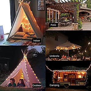 DAMAING Solar String Lights Outdoor 48Ft LED String Lights with 16 Shatterproof Bulbs,USB Rechargeable Patio Lights with 4 Lighting Modes,Heavy Duty Waterproof Solar Powered String Lights