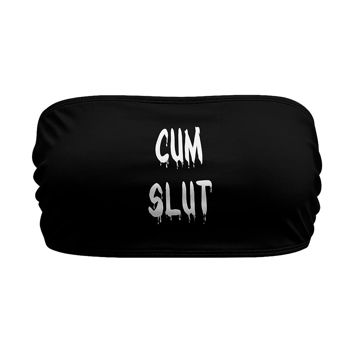 Cum Slut Women's Sexy Crop Top Sleeveless Stretchy Solid Strapless Tube Top M