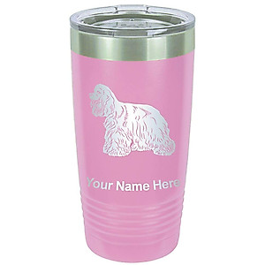 LaserGram 20oz Vacuum Insulated Tumbler Mug, Cocker Spaniel Dog, Personalized Engraving Included (Light Purple)