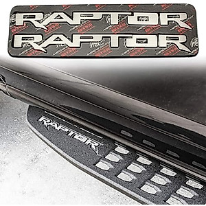 Raptor Running Board Emblems, Brushed Stainless Steel | fits 2017-2020 Ford Raptor