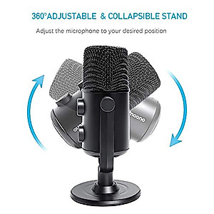 MAONO USB Microphone for Recording, Streaming, Gaming, Podcasting, Cardioid Condenser Mic with Zero Latency Monitoring, Mute, Volume, Mic Gain, Plug & Play for PC, Computer, Mac, AU-902