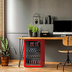 HUSKY Undercounter/Freestanding Premium Beverage Cooler & Mini Fridge 4.6 Cu.ft./131L with Reversible Glass Door, Compact Refrigerator for Home, Restaurants, Commercial, RV Energy Star