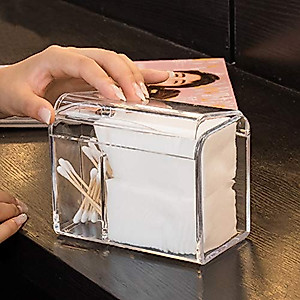 Sooyee Qtip Holder Dispenser for Cotton Ball, Cotton Swab, Cotton Round Pads, Floss,3 Compartment Plastic Apothecary Jars,Bathroom Organization and Storage,Vanity Organizers and Storage,Clear